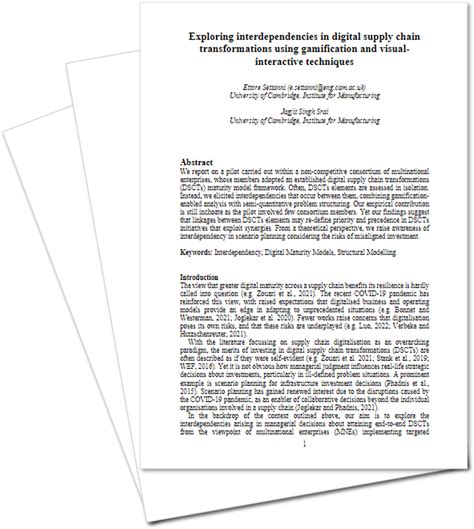 Exploring Interdependencies In Digital Supply Chain Transformations Using Gamification And Exploring Interdependencies In Digital Supply Chain Transformations Using Gamification And