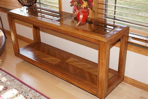 Oak Hall Table Lower Shelf With Parquay Work