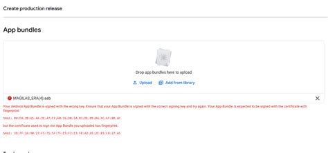 Cant Upload Update On Google Play Store App Bundle Is Signed With The
