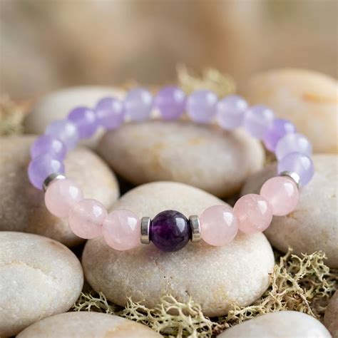 Rose Quartz And Violet Chalcedony Comfort Bracelet — Evolve Mala