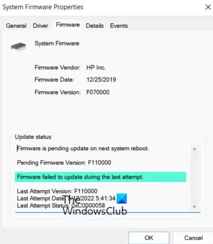 Fix Firmware Update Failed In Windows 1110
