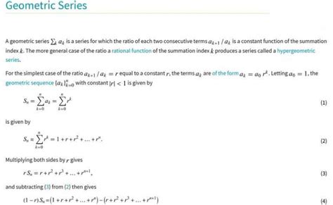 Geometric Series Formula