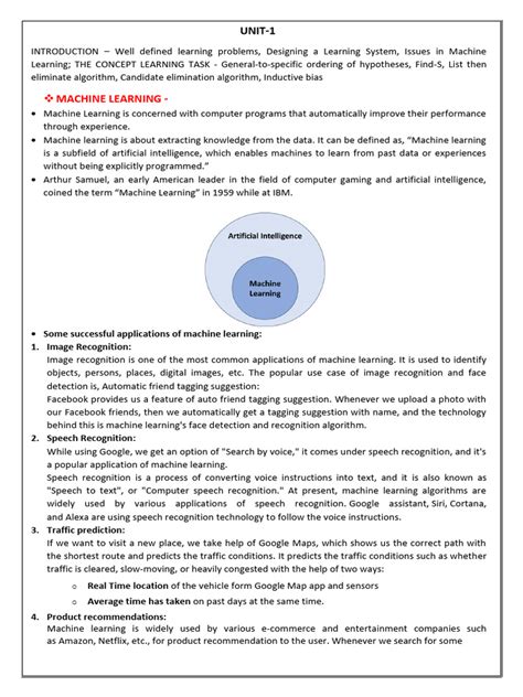 Ml Unit 1 Pdf Machine Learning Function Mathematics