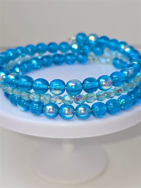 Light Blue Memory Wire Bracelets Folksy