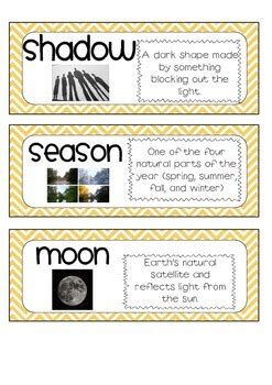 Sun Moon And Stars Vocabulary Bundle By Shanna Ross Tpt