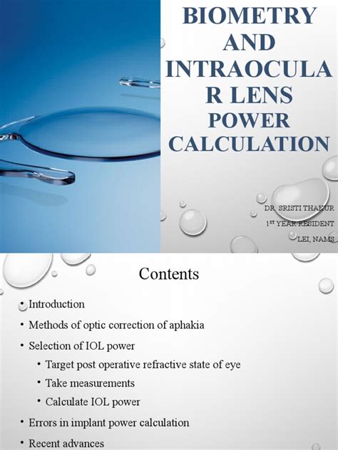 Biometry Iol Calculation Pdf Light Vision