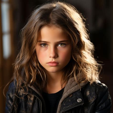 Premium Photo Beautiful Young 11 Year Old Girl Looking Sad Into The