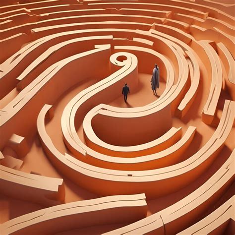 Premium Photo A Conceptual Artwork Featuring A Labyrinth With A Figure Navigating Its Twists
