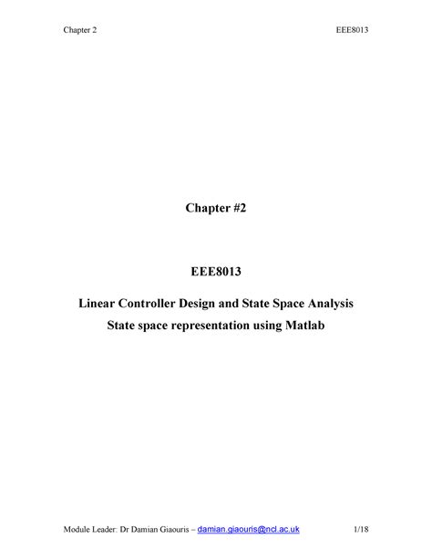 chapter 2 state space representation using matlab chapter eee 8013