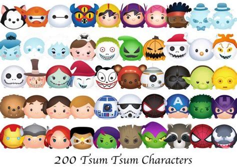 Tsum Tsum 200 High Resolution Digital Clipart Disney Tsum Etsy