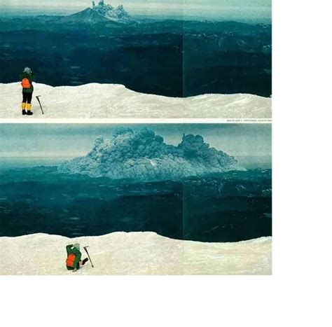 Photo Of A Hiker Watching The Eruption Of Mt St Helens From Mt Adams