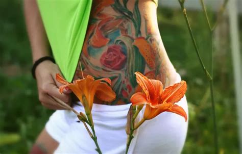 Wallpaper Flowers Orange Glade Figure Shorts Tattoo T Shirt Sophia Temnikova For Mobile