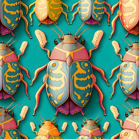Patterned Cute Pastel Bugs Painted By Kehinde Wiley Stickerm Crisp