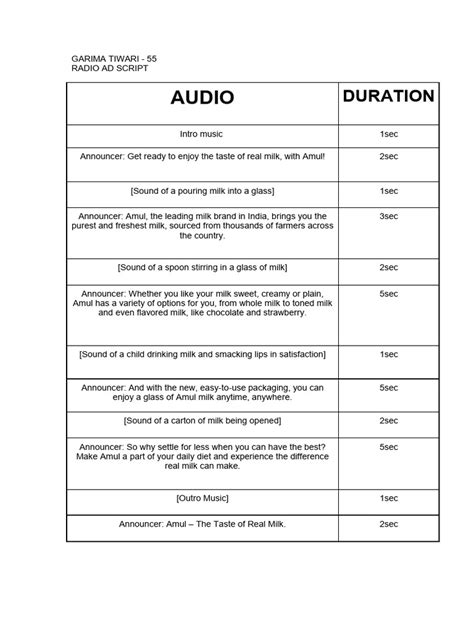 Radio Ad Script Pdf