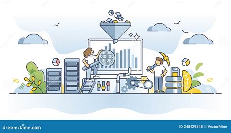 Data Mining Process With Information Database Analysis Outline Concept Stock Vector