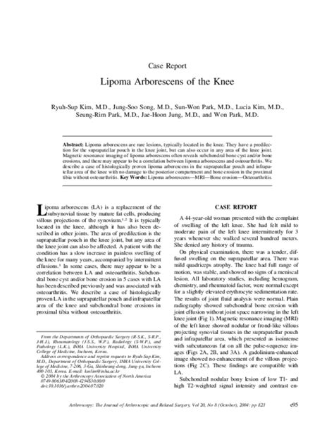 Pdf Lipoma Arborescens Of The Knee