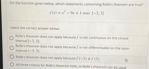Solved For The Function Given Below Which Statements Chegg