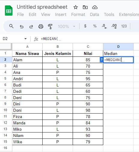 Rumus Fungsi Median Tutorial