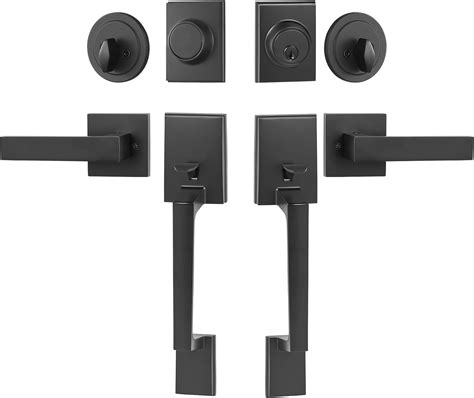 Vevor Double Door Handle Set Matte Black Square Door Lever Double