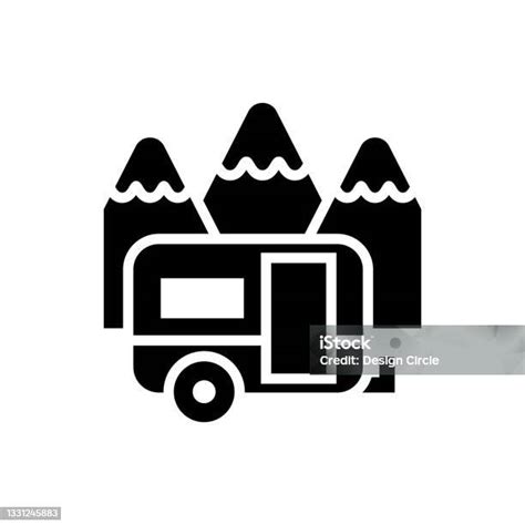 캠퍼 벡터 솔리드 아이콘 스타일 일러스트레이션 Eps 10 파일 10월에 대한 스톡 벡터 아트 및 기타 이미지 10월 경관 벡터 Istock