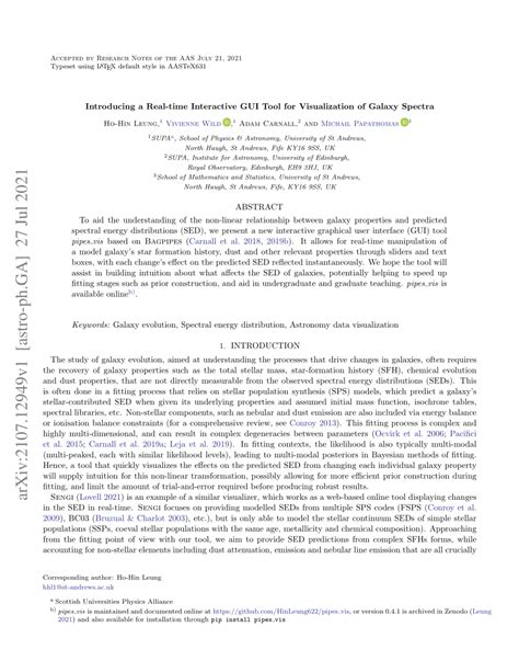 Pdf Introducing A Real Time Interactive Gui Tool For Visualization Of Galaxy Spectra