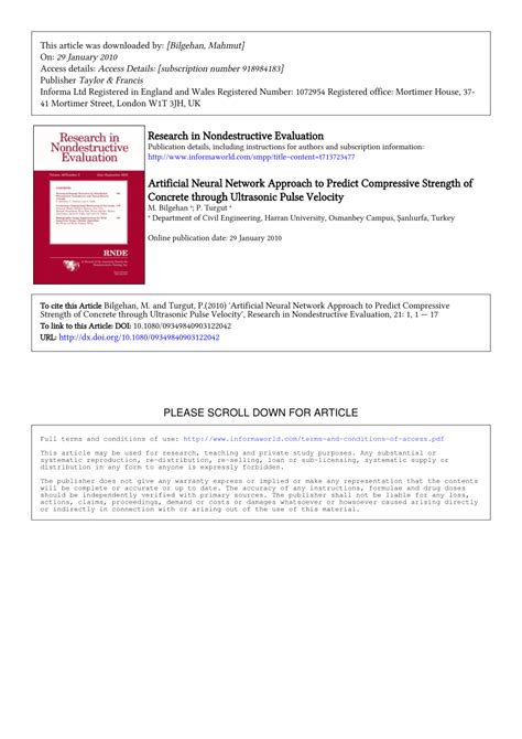 Pdf Artificial Neural Network Approach To Predict Compressive Strength Of Concrete Through