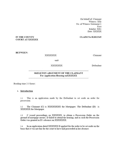 Skeleton Argument Law Set Aside Pdf Mortgage Loan Judgment Law