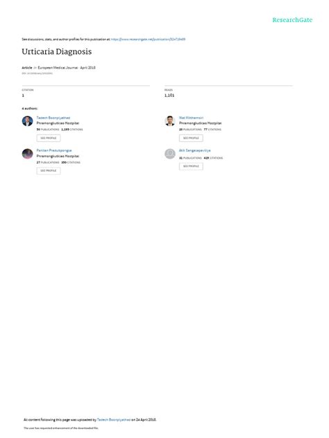 Urticaria Diagnosis Pdf