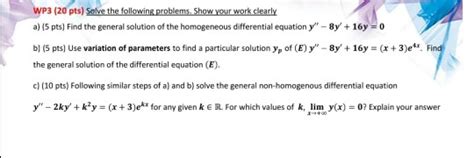 solved wp3 20 pts sølve the following problems show your
