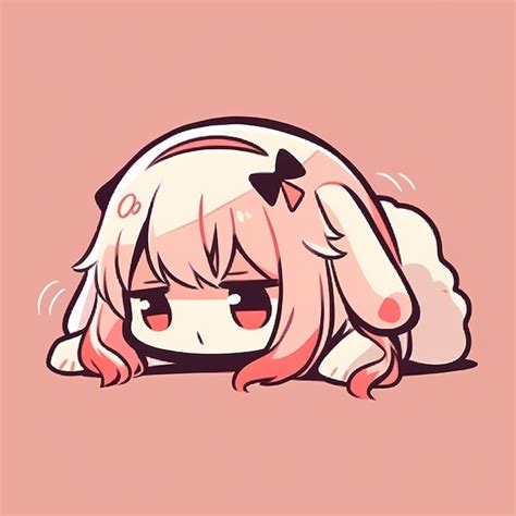 Premium Ai Image Minimal Japanese Kawaii Sleepy Lazy Girl Chibi Anime