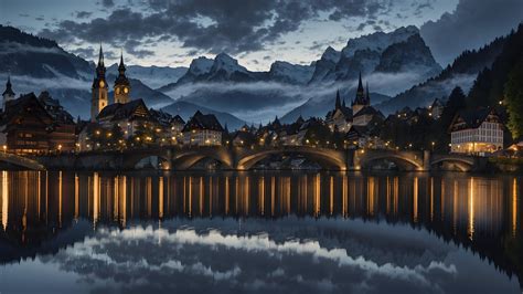 Download Lucerne Lake Town Royalty Free Stock Illustration Image