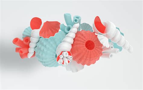 바다 우르 쉬 포탄 산호 및 거품 세트입니다 3d 렌더링 해양 생물 배경입니다 여름 방학 바다 수 중 생활 개념입니다 바닷속에 대한 스톡 사진 및 기타 이미지 Istock