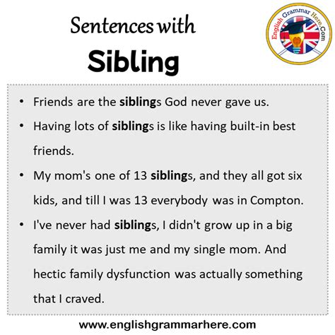 Sentences With Sibling Sibling In A Sentence In English Sentences For