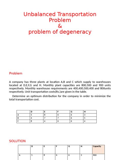 Unbalanced Transportation Problem Pdf Applied Mathematics Algorithms