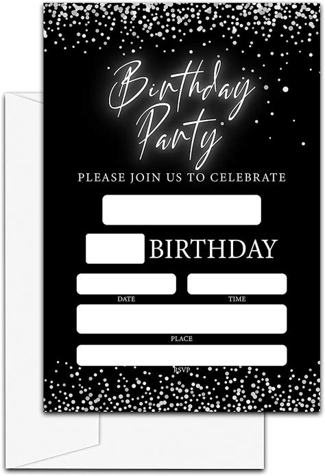 Lefohlon Invitaciones De Fiesta De Cumpleaños Negras Y