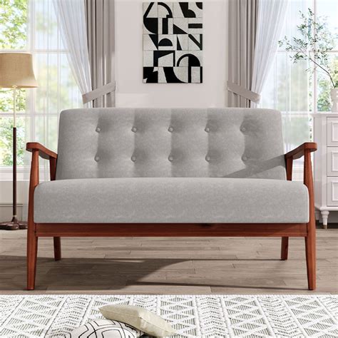 George Oliver Solid Wooden Frame Loveseat Upholstered Sofa Uk