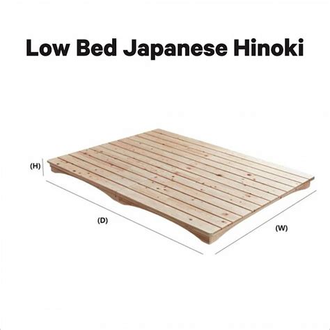 Bed Room Wooden Bed Frame Low Bed Japanese Hinoki • Custom Industrial And Interior
