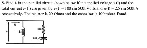 Solved Find L In The Parallel Circuit Shown Below If The Chegg