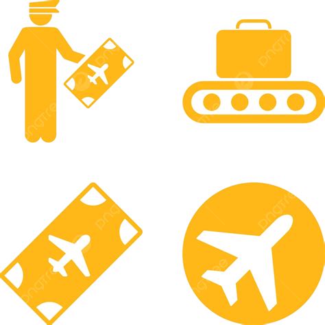 Aviation Icon Set Luggage Transportation Plane Fly Vector Luggage