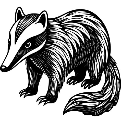 A Drawing Of A Raccoon With A Black Tail And A White Stripe On The Tail