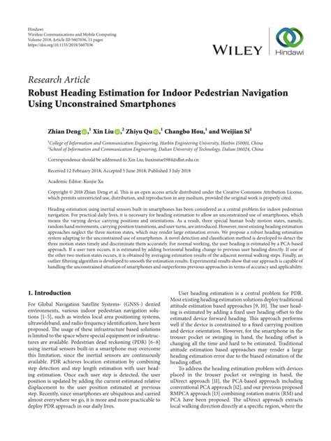 Pdf Robust Heading Estimation For Indoor Pedestrian Navigation Using Unconstrained Smartphones