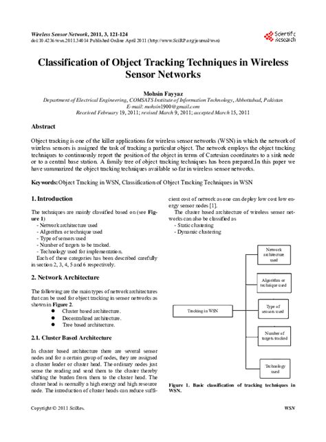 pdf classification of object tracking techniques in wireless sensor