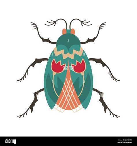 Beetle Insect Illustration Abstract Fantasy Bug With Colorful Patterned Wings Stylized Comic