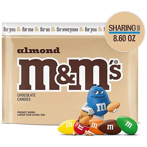 Mandms Almond Milk Chocolate Candy Sharing Size In Resealable Bag 86