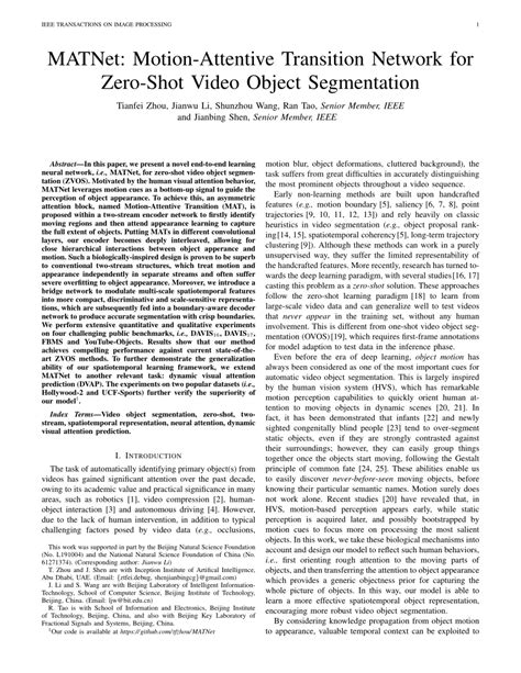 Pdf Matnet Motion Attentive Transition Network For Zero Shot Video Object Segmentation