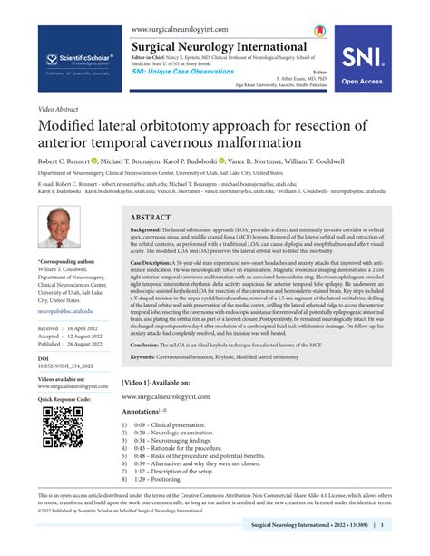 Pdf Modified Lateral Orbitotomy Approach For Resection Of Anterior