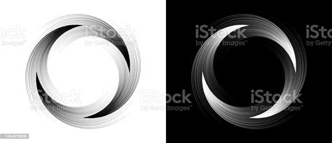 선이 있는 추상적인 배경 로고 또는 아이콘으로 창조적 인 나선형 흰색 배경에 검은색 선이 있고 검은색 면에 흰색 선이 있습니다 4가지 개체에 대한 스톡 벡터 아트 및 기타