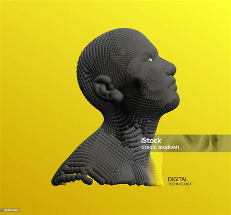 인공 지능 개념 얼굴 인식 추상적 디지털 인간의 머리 미래지향적인 배경 광고 마케팅 또는 프레젠테이션을 위한 벡터 일러스트레이션입니다 위를 보기에 대한 스톡 벡터 아트 및