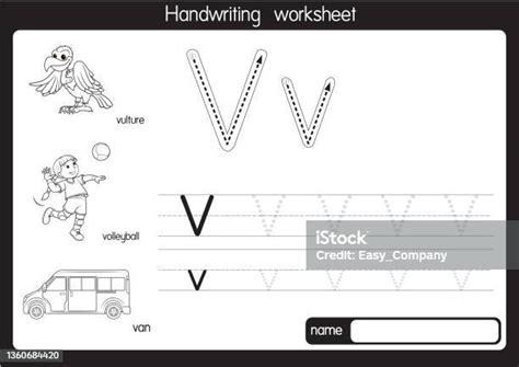 알파벳 문자 V 어퍼 케이스 또는 어린이 학습 연습 Abc를위한 대문자 독수리의 벡터 일러스트 미니 밴에 대한 스톡 벡터 아트 및 기타 이미지 Istock