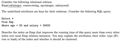 Consider The Following Relational Schema Chegg Com
